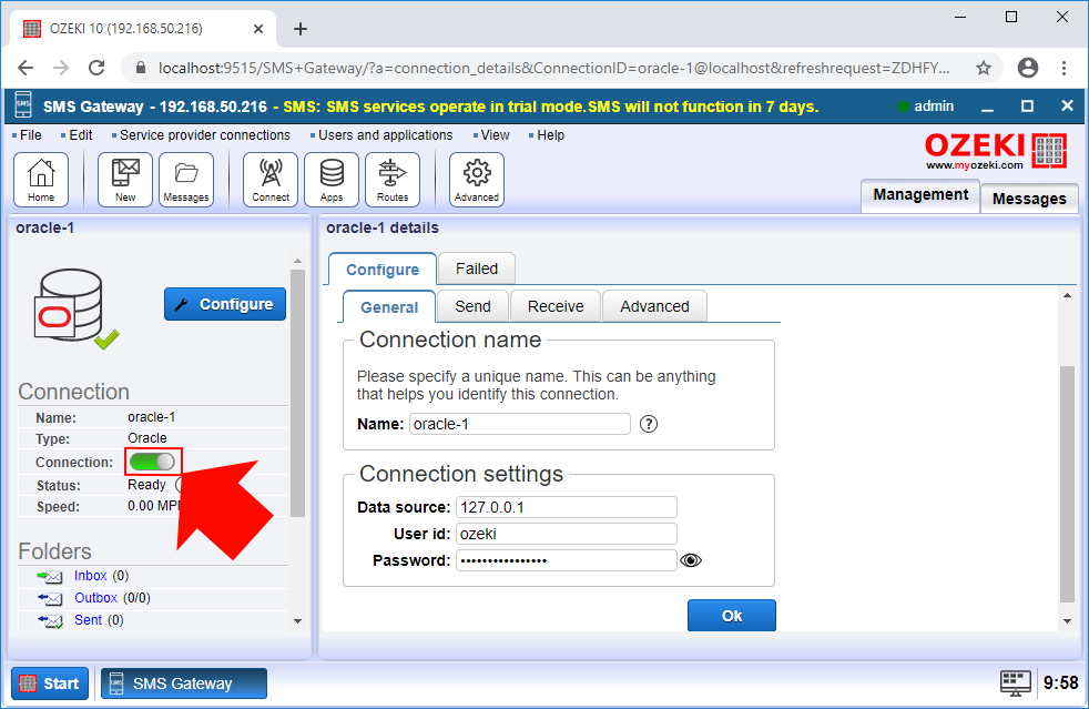 Ozeki Configure The Sms Gateway With Oracle